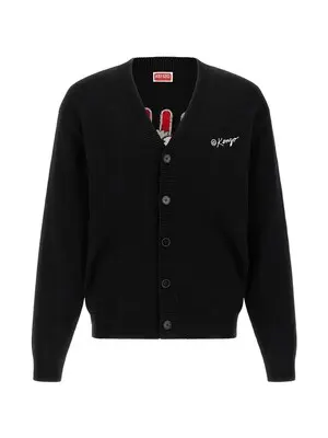 Kenzo Wild Tiger" Wool And Cotton Cardigan - Black
