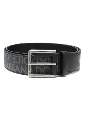 Dolce & Gabbana Belt With Buckle Embroidered With Logo - Black
