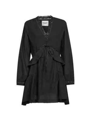 MARANT ETOILE Ruffled Dress With Lace Trim - Black