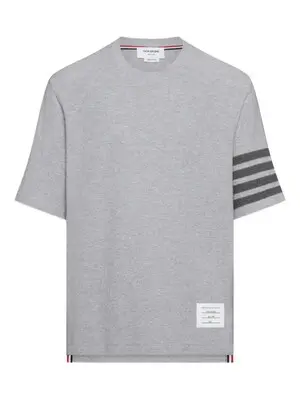 Thom Browne T-shirt With 4-stripe Detail - Grey