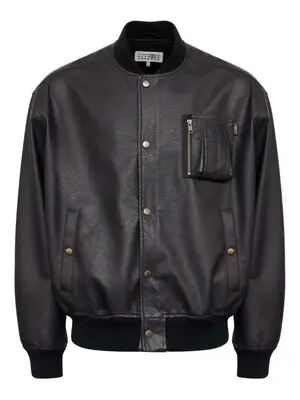 MAISON MARGIELA Faux Leather Bomber Jacket - Black