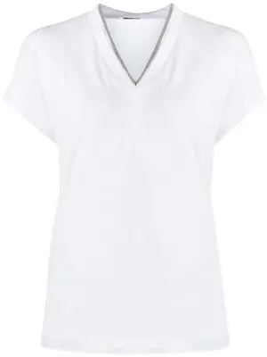 COURREGES V-neck T-shirt - White