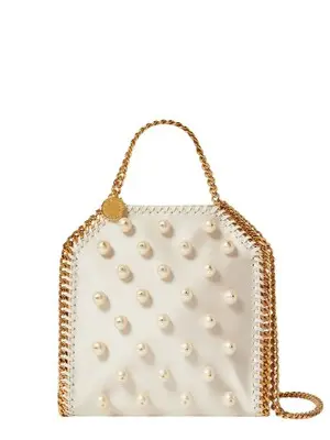 Stella McCartney Falabella Satin Shoulder Bag With Vegan Pearl Detail - White