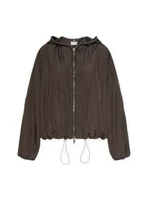 Sportmax Casablanca Hooded Jacket With Dashed Pattern - Brown