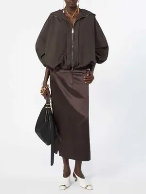 Sportmax Casablanca Hooded Jacket With Dashed Pattern - Brown
