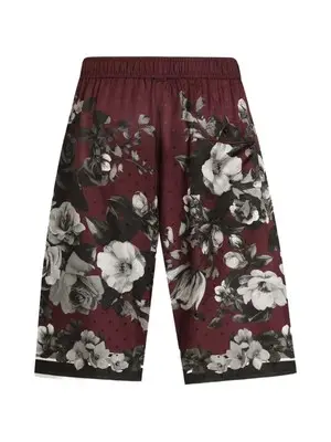 Dolce & Gabbana Peony Foliage Print Silk Trousers