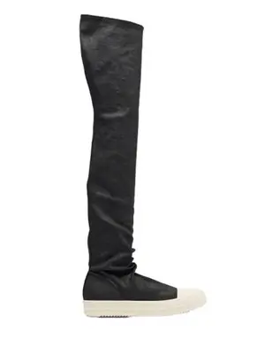 Rick Owens Denim Boots High Sock Sneakers - Black