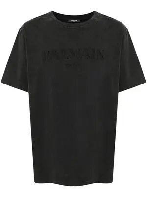 Balmain T-shirt With Vintage Embroidery - Grey