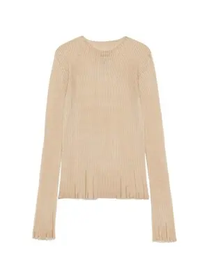 UMA WANG Frayed Ribbed Blouse