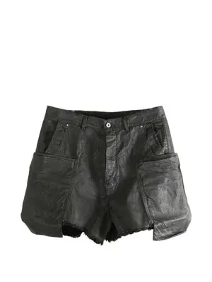 Rick Owens Cargo Shorts With Frayed Hem - Black