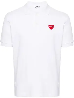 Play Comme Des Garcon Polo Shirt With Patch - White