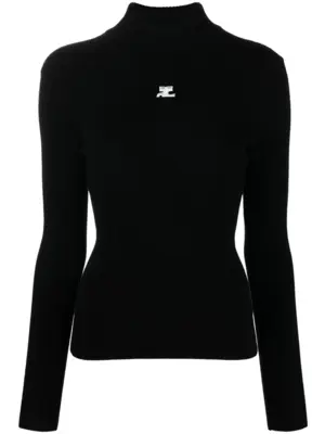 COURREGES Ribbed Sweater - Black