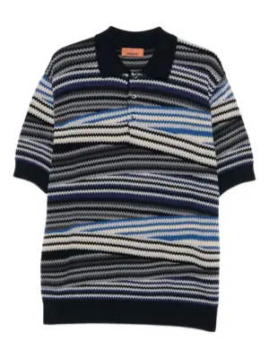 Dries Van Noten Striped Polo Blue