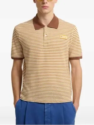 Dries Van Noten Striped Polo - Brown
