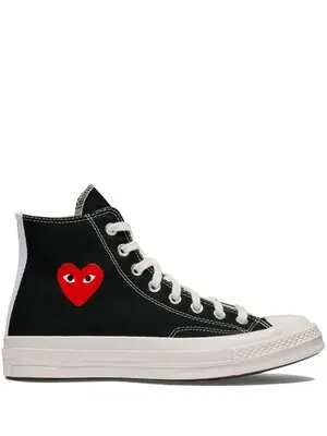 Play Comme Des Garcon Chuck `70 Small Red Heart High Sneakers - Black