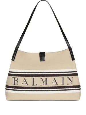 Balmain Release Medium Tote Bag With Logo - Brown