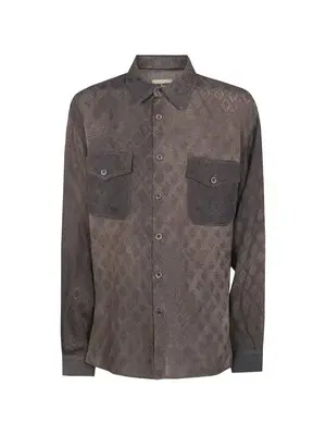 UMA WANG Diamond-patterned Button-down Shirt - Brown