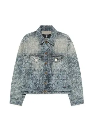 Balmain Monogrammed Denim Jacket - Blue