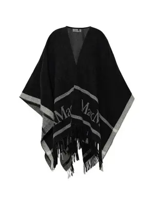 Max Mara Brunello Cucinelli Fringed Poncho - Black