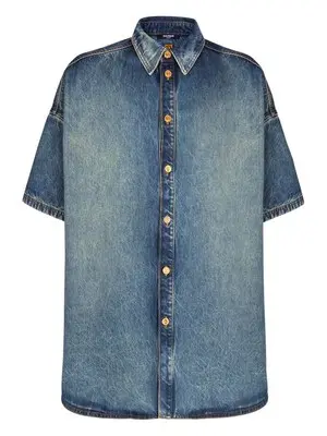 Balmain Short-sleeved Button-up Shirt - Blue
