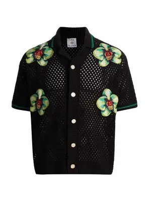 Casablanca Glitch Orchid Embroidered Crochet T-shirt