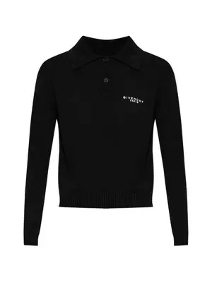 Givenchy Embroidered Wool-cashmere Polo Shirt - Black