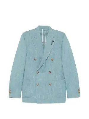 Balmain Double-breasted Wool Blazer - Blue