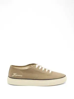 Jacquemus Lace-up Sneakers With Embroidered Logo - Green