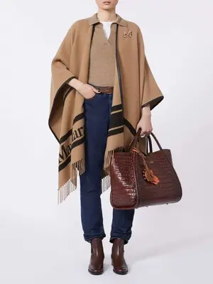 Max Mara Jacquard Wool Poncho
