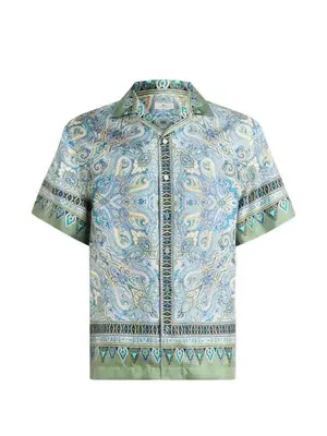 Etro Silk Shirt With Paisley Print - Blue