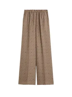 Max Mara Printed Silk Pants Mud - Brown