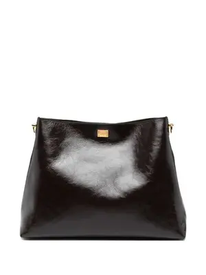 Dolce & Gabbana Shoulder Bag With Logo Plaque - Brown