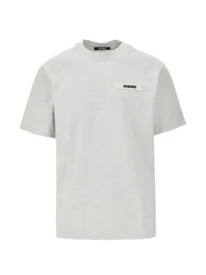 Jacquemus T-shirt With Grosgrain Logo Appliqu - Grey