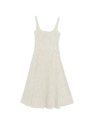 Staud Striped Midi Dress - White