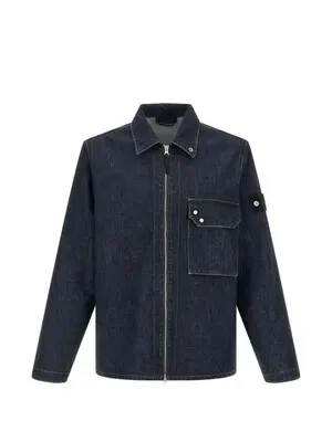 Brunello Cucinelli Sartorio Napoli Denim Jacket With Leather Collar - Blue