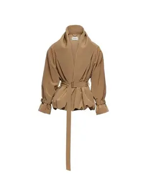 Brunello Cucinelli Sartorio Napoli Denim Jacket With Leather Collar - Brown