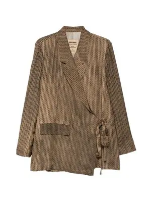 UMA WANG Khloe Belted Jacket With Geometric Pattern - Brown