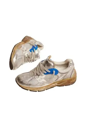 GOLDEN GOOSE Running Sole Distressed Leather Sneakers - Metallic