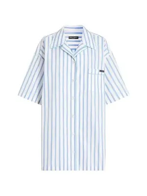 Dolce & Gabbana Striped Shirt With Chest Pocket - Blue