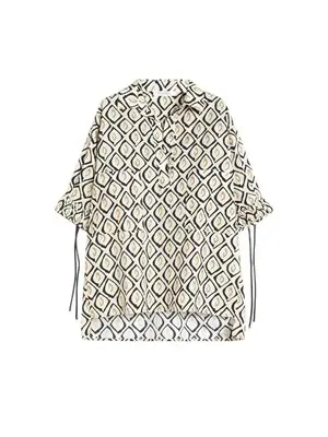 Max Mara Oversized Printed Poplin Shirt Beige