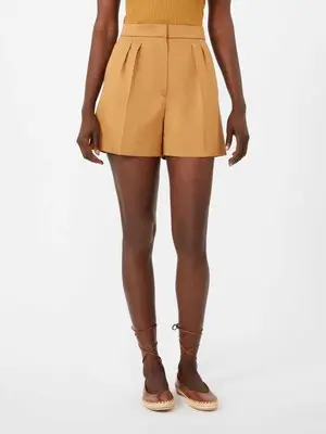 Max Mara Stretch Cotton Satin Shorts Earth