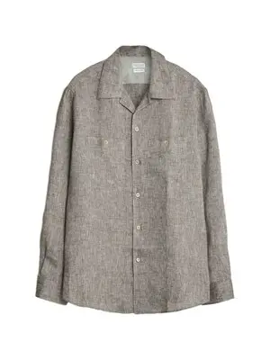 Brunello Cucinelli Button-down Shirt With A Melange Effect - Brown