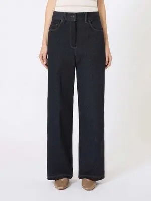 Max Mara Denim-effect Jersey Trousers Navy