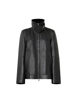Sportmax Oversized Leather Jacket - Black