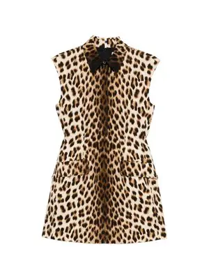 Sportmax Lonza Short Dress With Animal Print - Brown