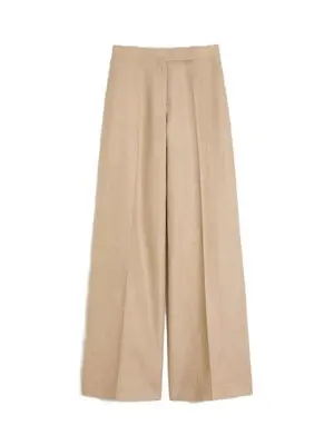 Max Mara Regular-fit Linen Natté Trousers Camel - Brown