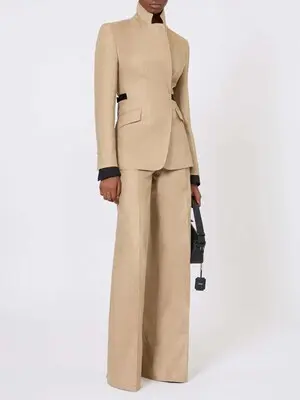 Max Mara Regular-fit Linen Natté Trousers Camel