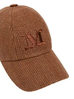 Max Mara Raffia-effect Baseball Cap Amber