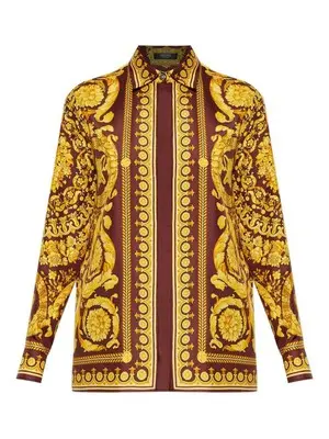 Versace Floral Silk Blouse - Red