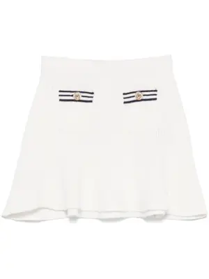 SELF-PORTRAIT Knitted Mini Skirt - White